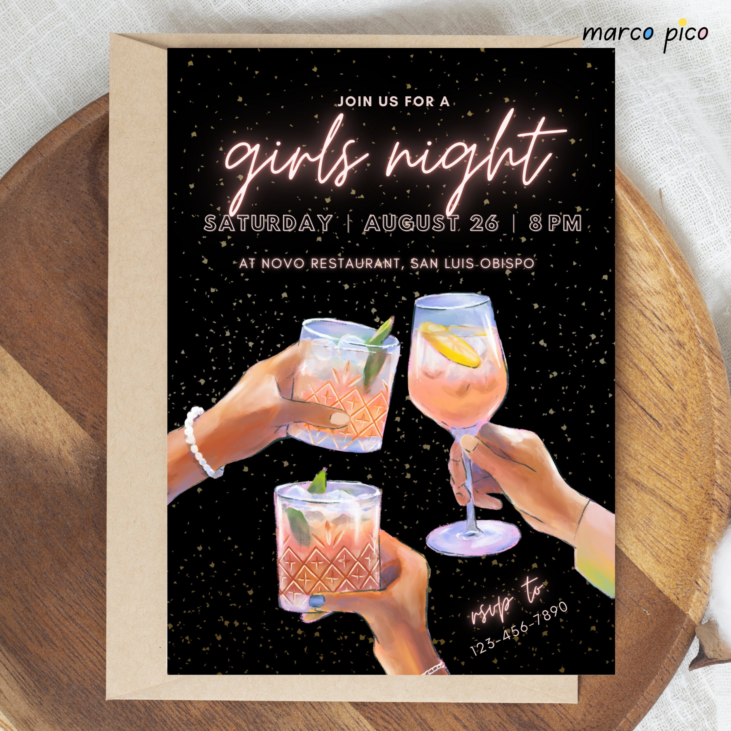 Digital Ladies Night Out Invitation Template, Editable Girls Night Out ...
