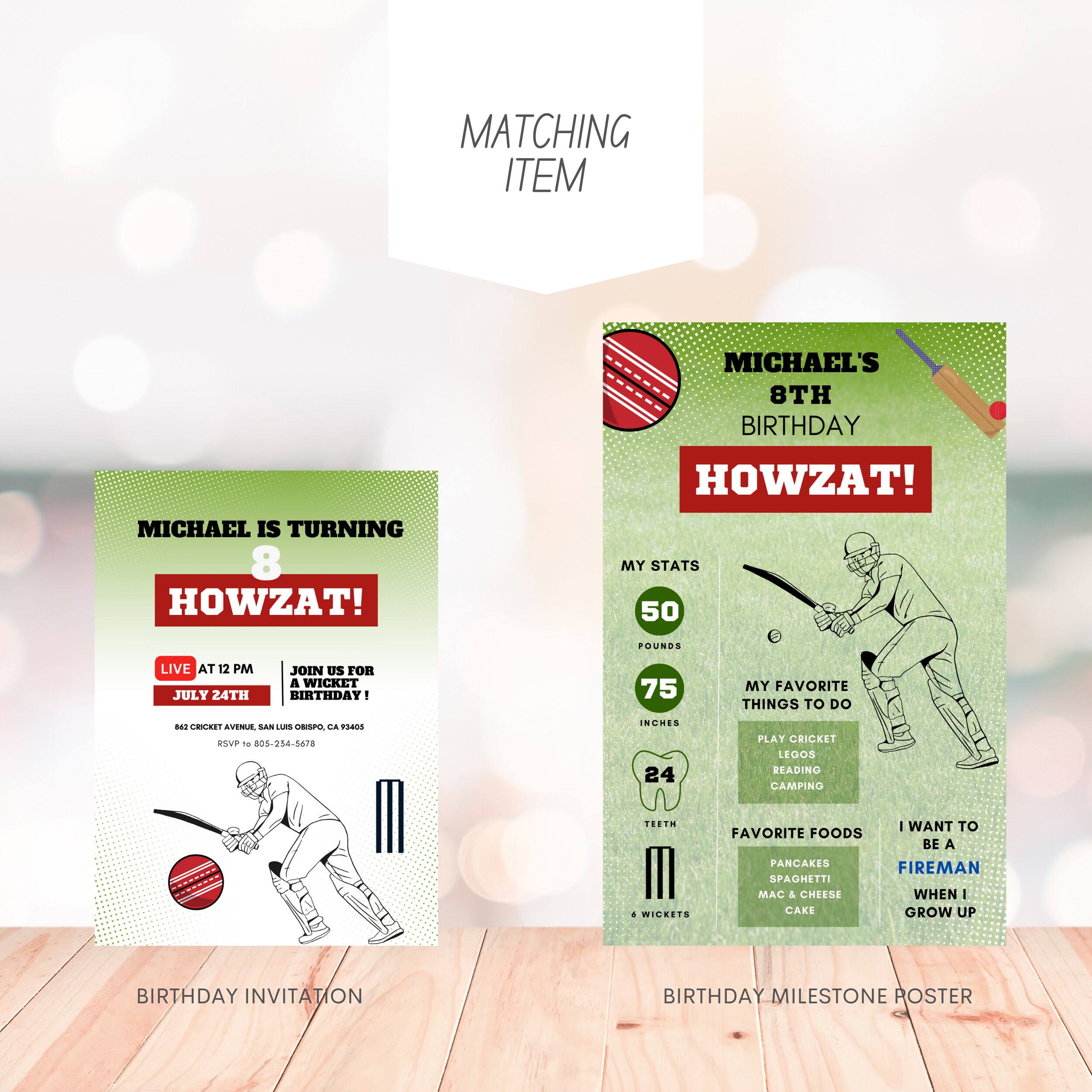 Cricket Birthday Invitation Template, Editable Cricket Themed Birthday ...