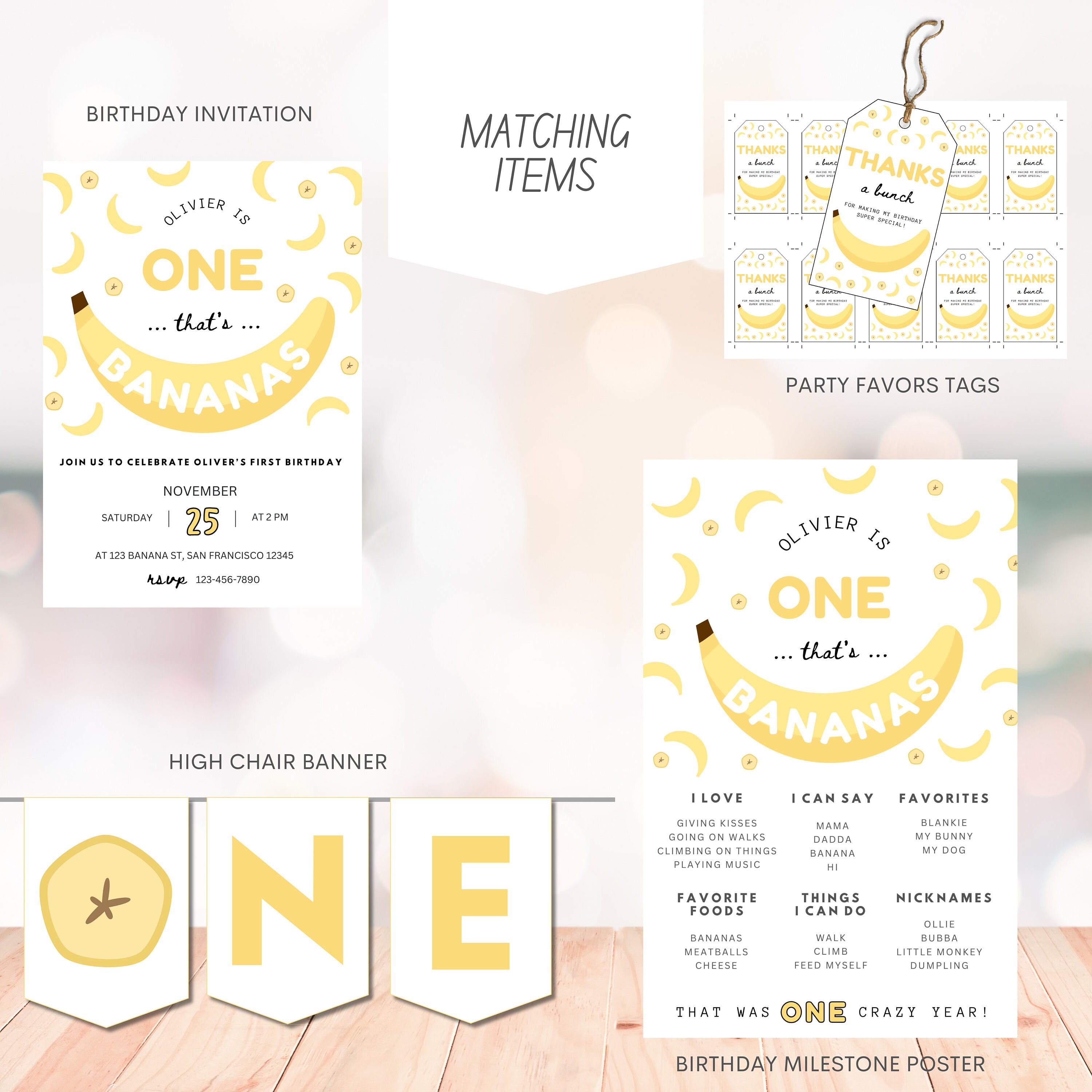 Let's Go Bananas Birthday Invitation Template, Baby First Birthday ...