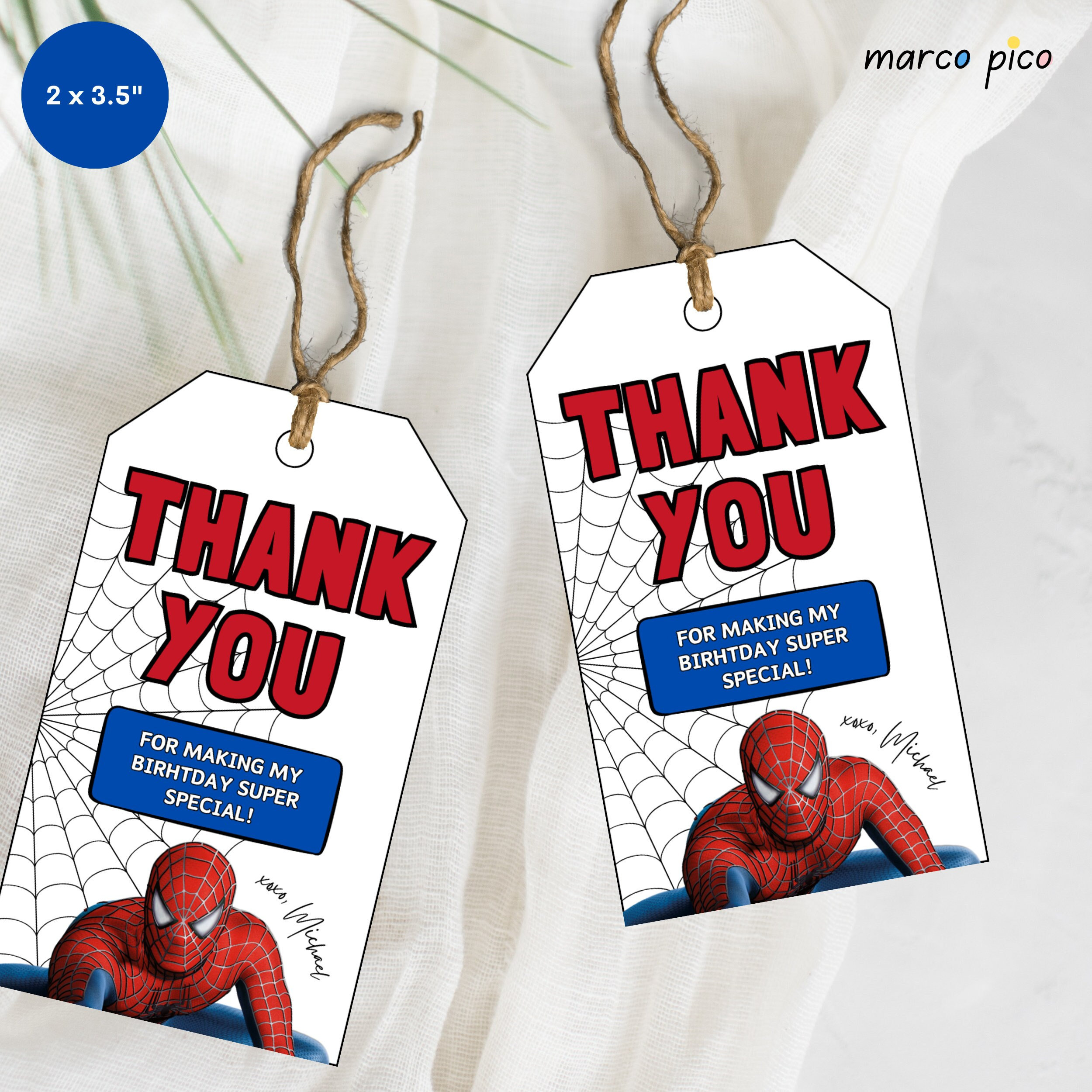 Spiderman Comics Themed Party Favors Tags, Spiderman Birthday Thank You ...