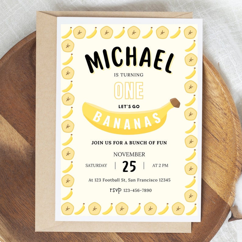 Let's Go Bananas Birthday Invitation Template Bananas - Etsy