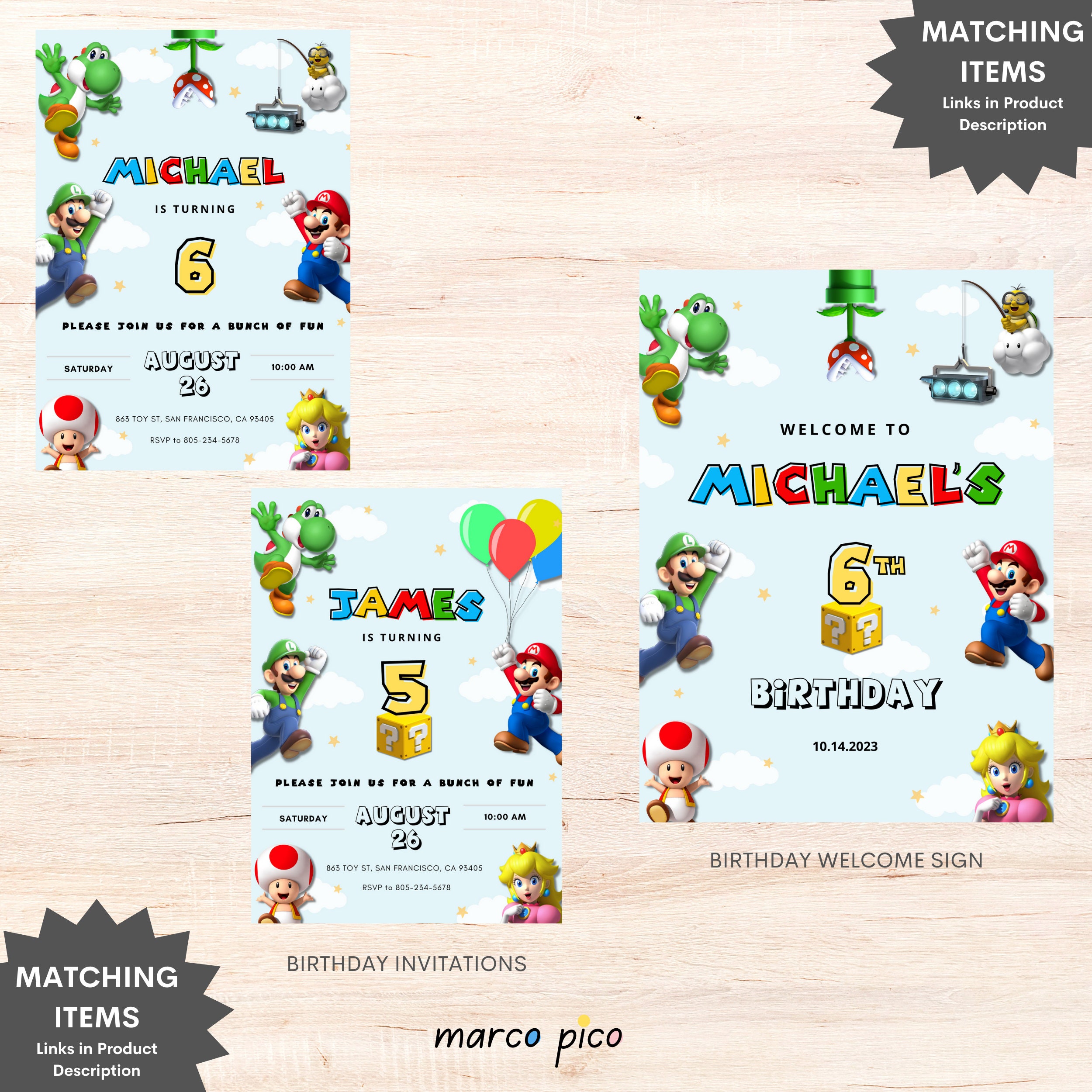 Super Mario Themed Birthday Invitation Template Super Mario - Etsy ...