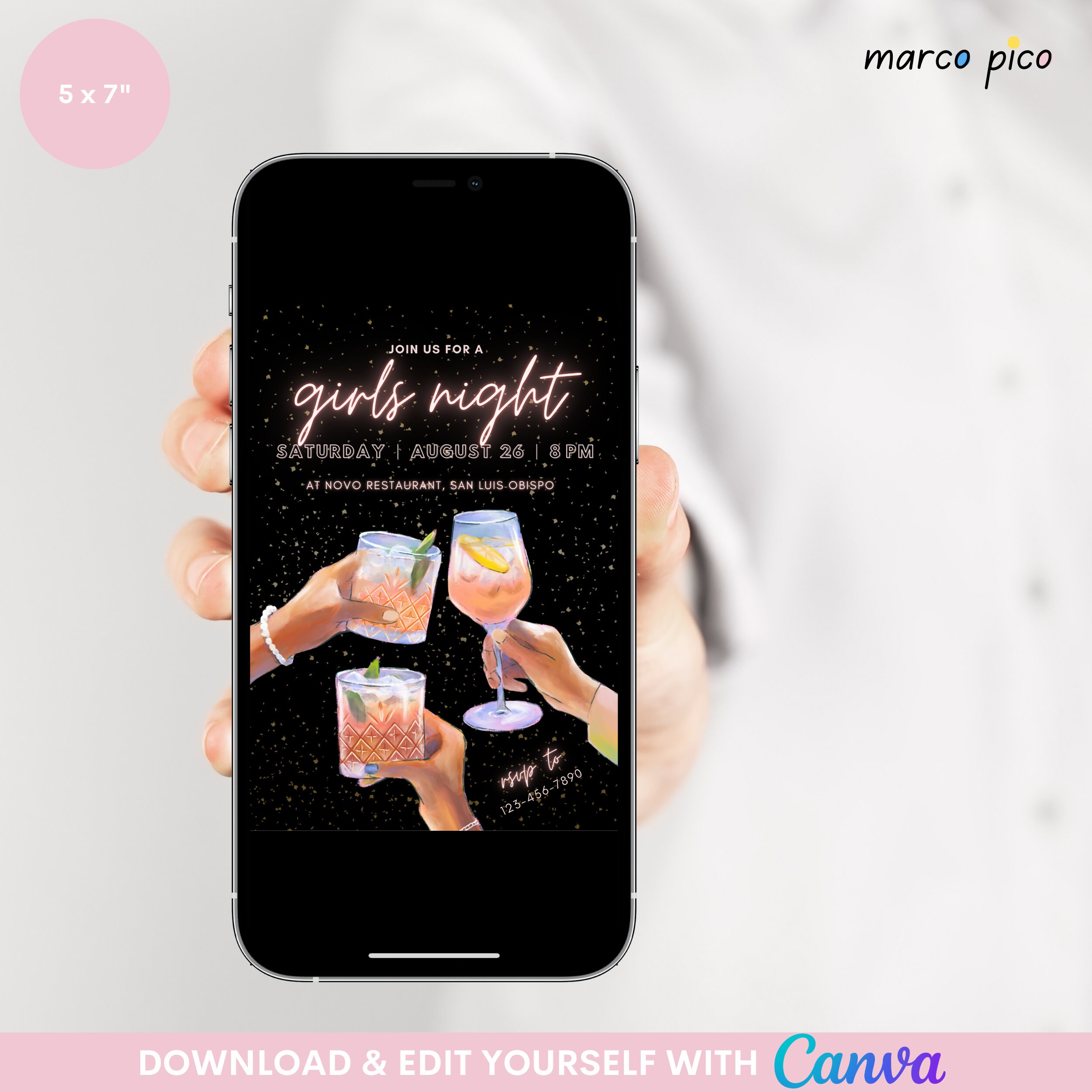 Digital Ladies Night Out Invitation Template, Editable Girls Night Out ...