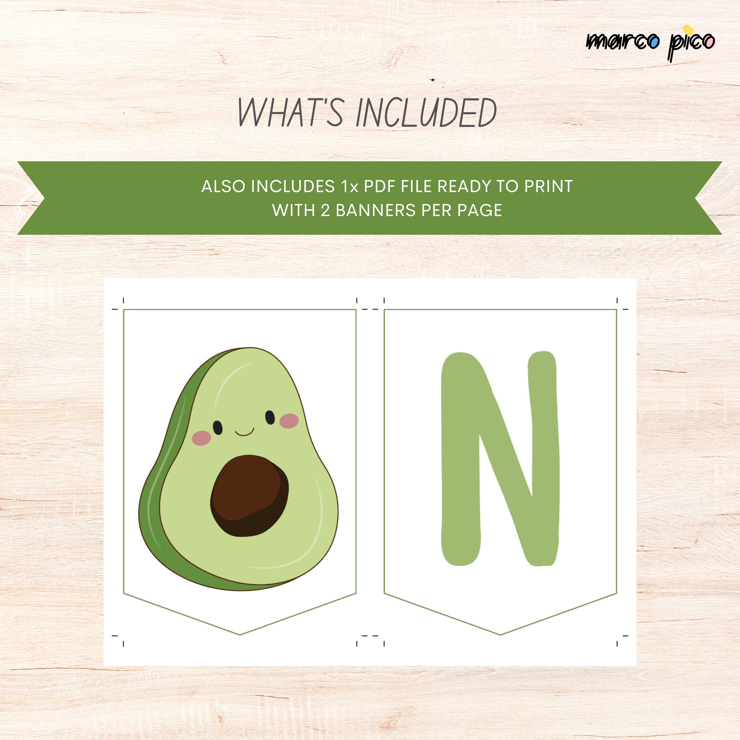 Avocado ONE Birthday Banner, Printable Avocado High Chair Banner, 1st ...
