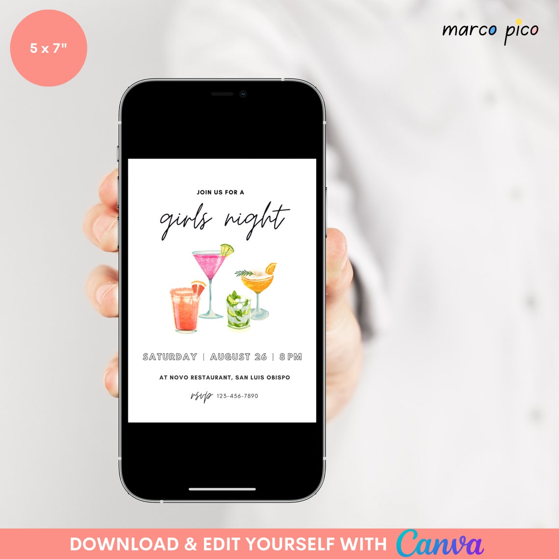 Girls Night Invitation Template, Girls Night Out Editable Invitation ...