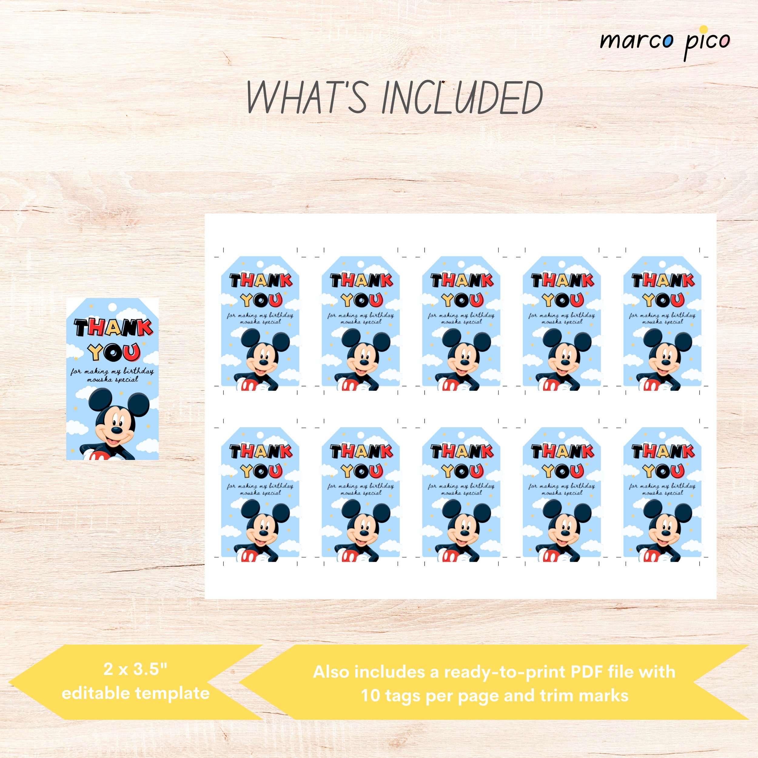 Mouse Themed Party Favors Tags, Mouse Birthday Thank You Label, Mouse ...