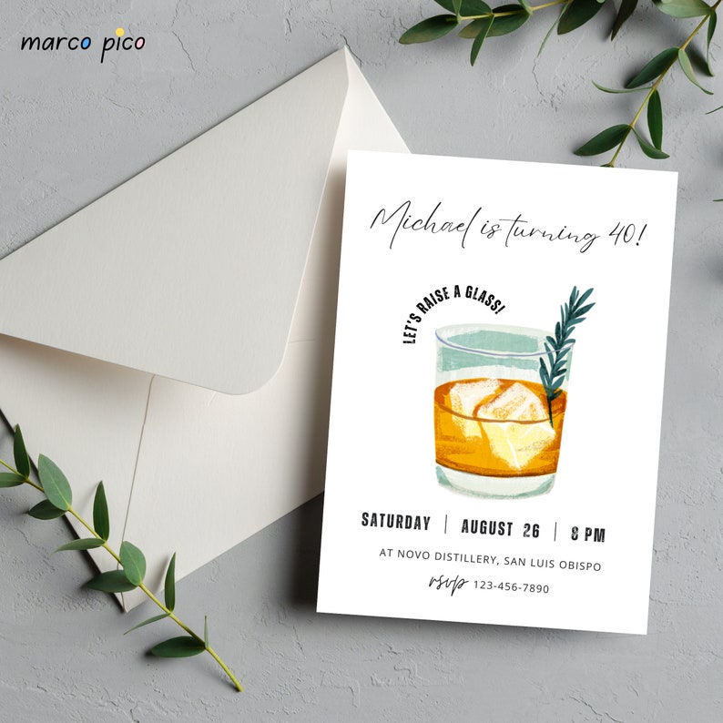 Whiskey Themed Birthday Invitation Template, Editable Whiskey Themed ...