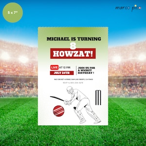 Cricket Birthday Invitation Template, Editable Cricket Themed Birthday ...