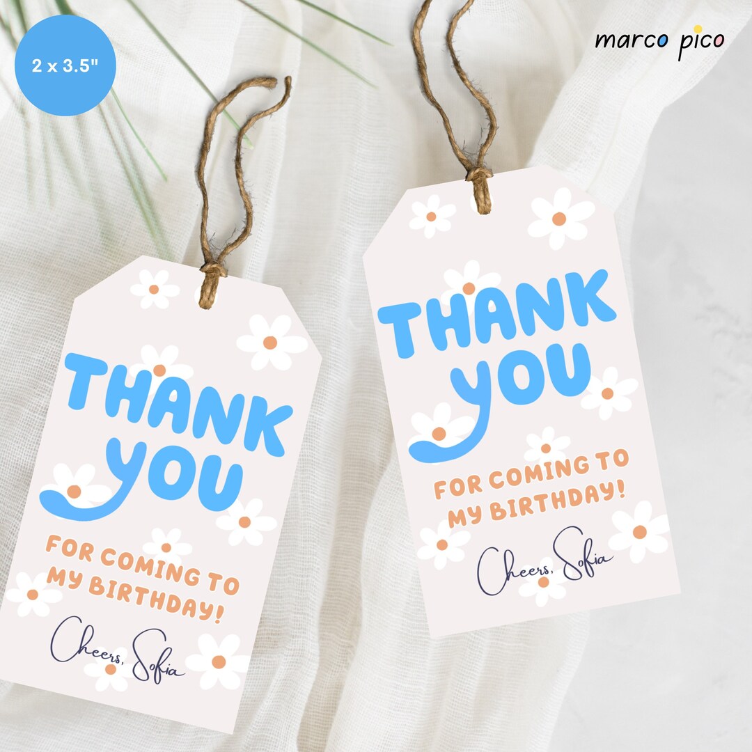 Blue Dog Inspired Party Favors Tags, Flower Themed Birthday Thank You ...