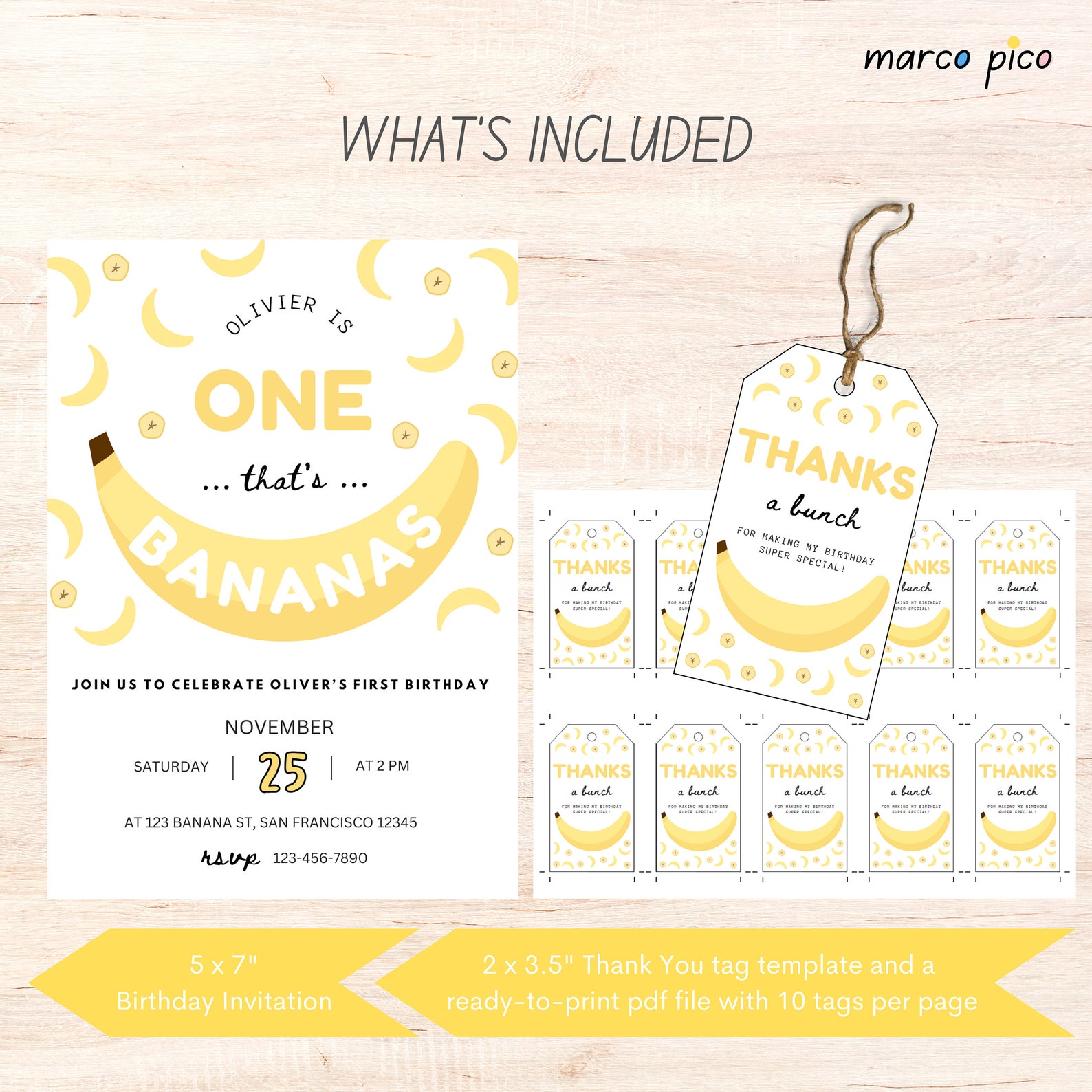 Let's Go Bananas Birthday Invitation Template, Baby First Birthday ...