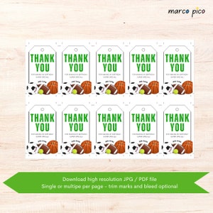 All Star Themed Party Favors Tags, Sport Birthday Thank You Label ...
