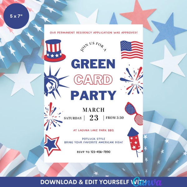 Green Card Party - Etsy