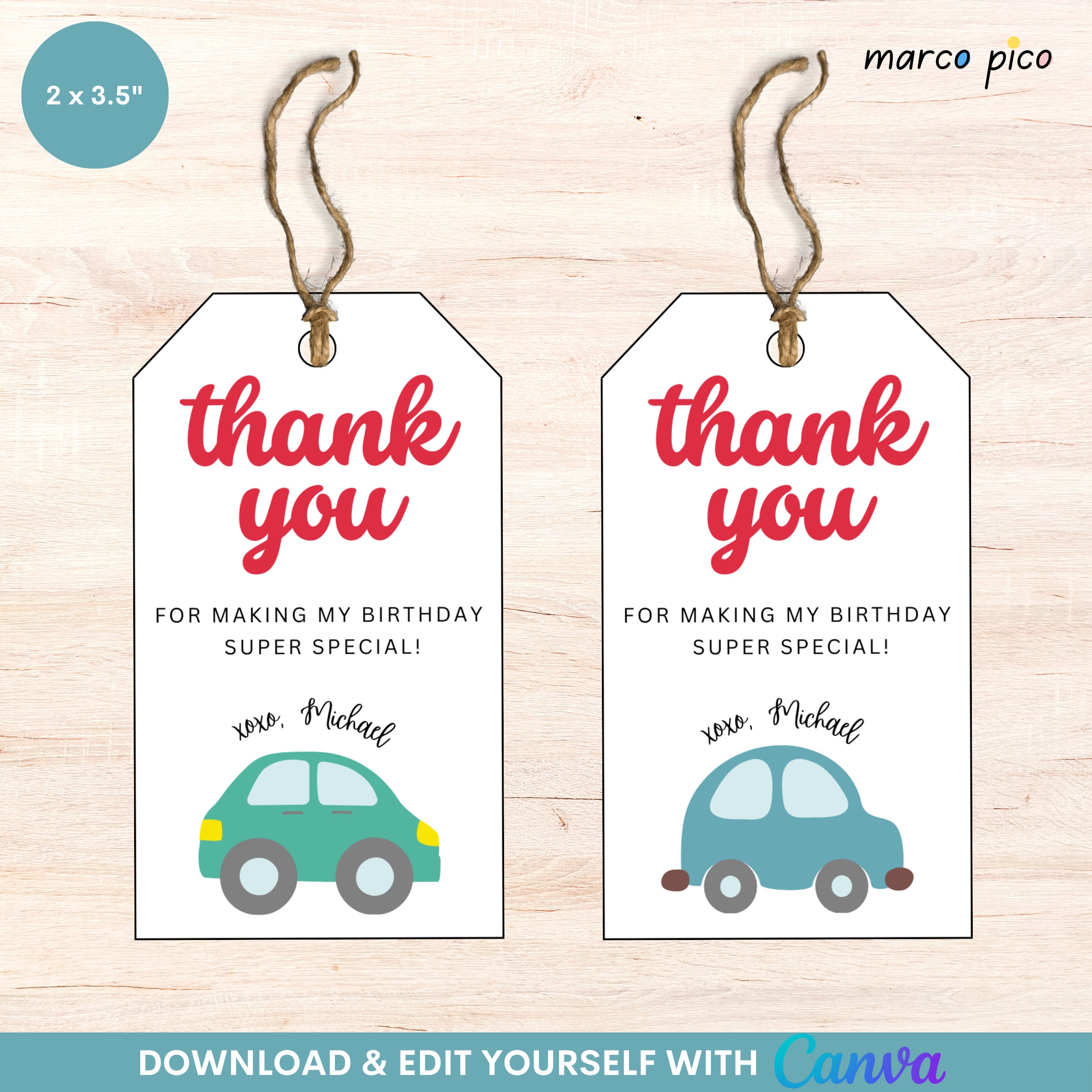 Little Cars Themed Party Favors Tags, Cars Themed Birthday Thank You ...