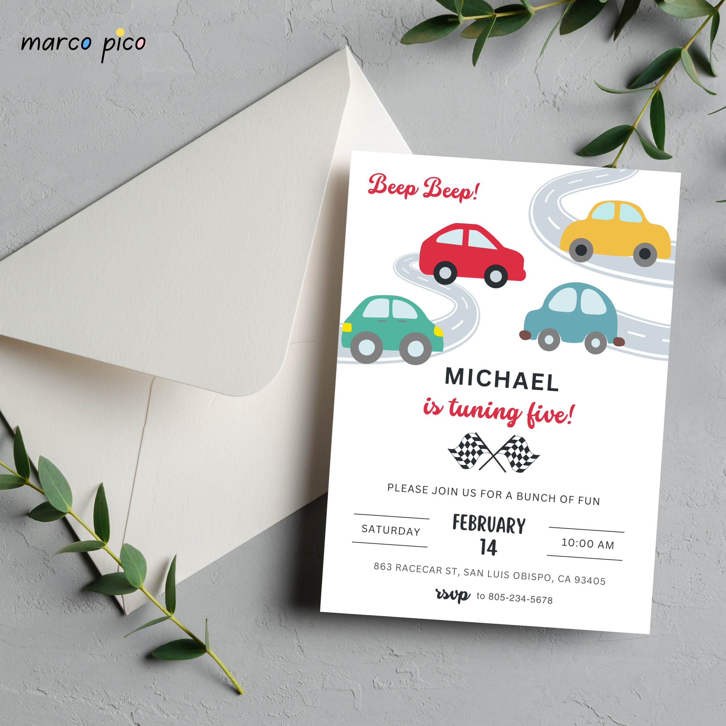 Little Cars Birthday Invitation Template, Editable Cars Themed Birthday ...