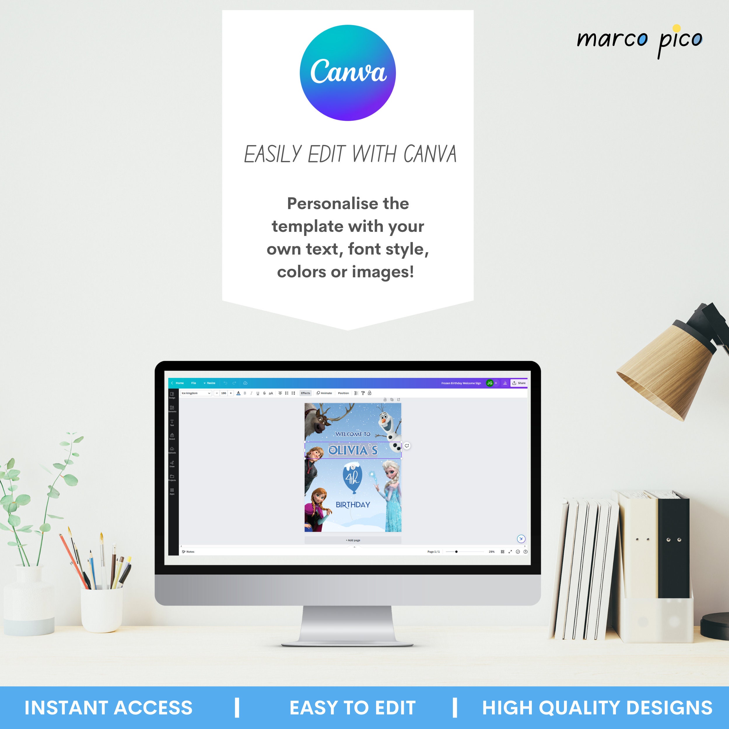 Frozen Movie Themed Birthday Welcome Sign Template, Editable Frozen ...