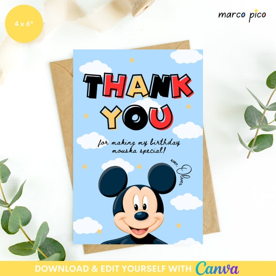Mickey Mouse Birthday Thank You Disney Mickey Mouse Clubhouse Birthday