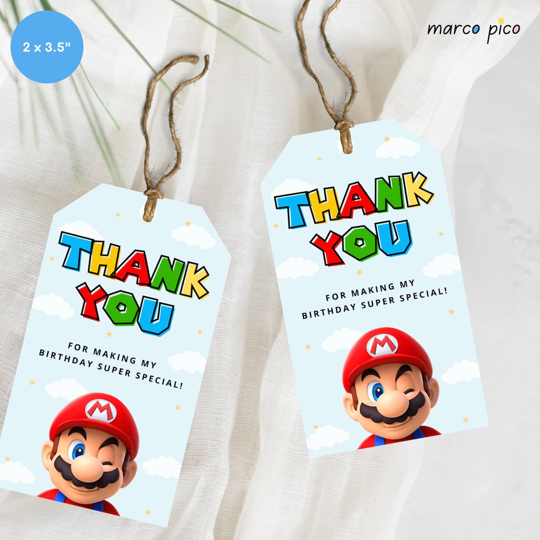 Party Favors Tags, Birthday Thank You Label, Birthday Party Gift Thank ...