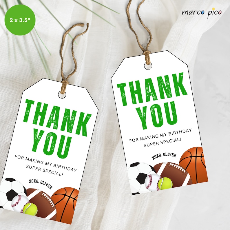All Star Themed Party Favors Tags, Sport Birthday Thank You Label ...