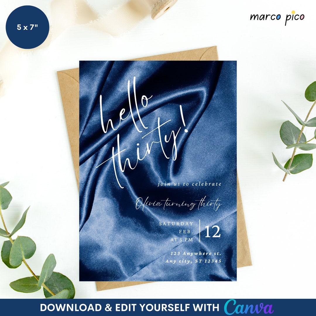 Silk Birthday Invitation Template, Editable Blue Silk Themed Birthday ...