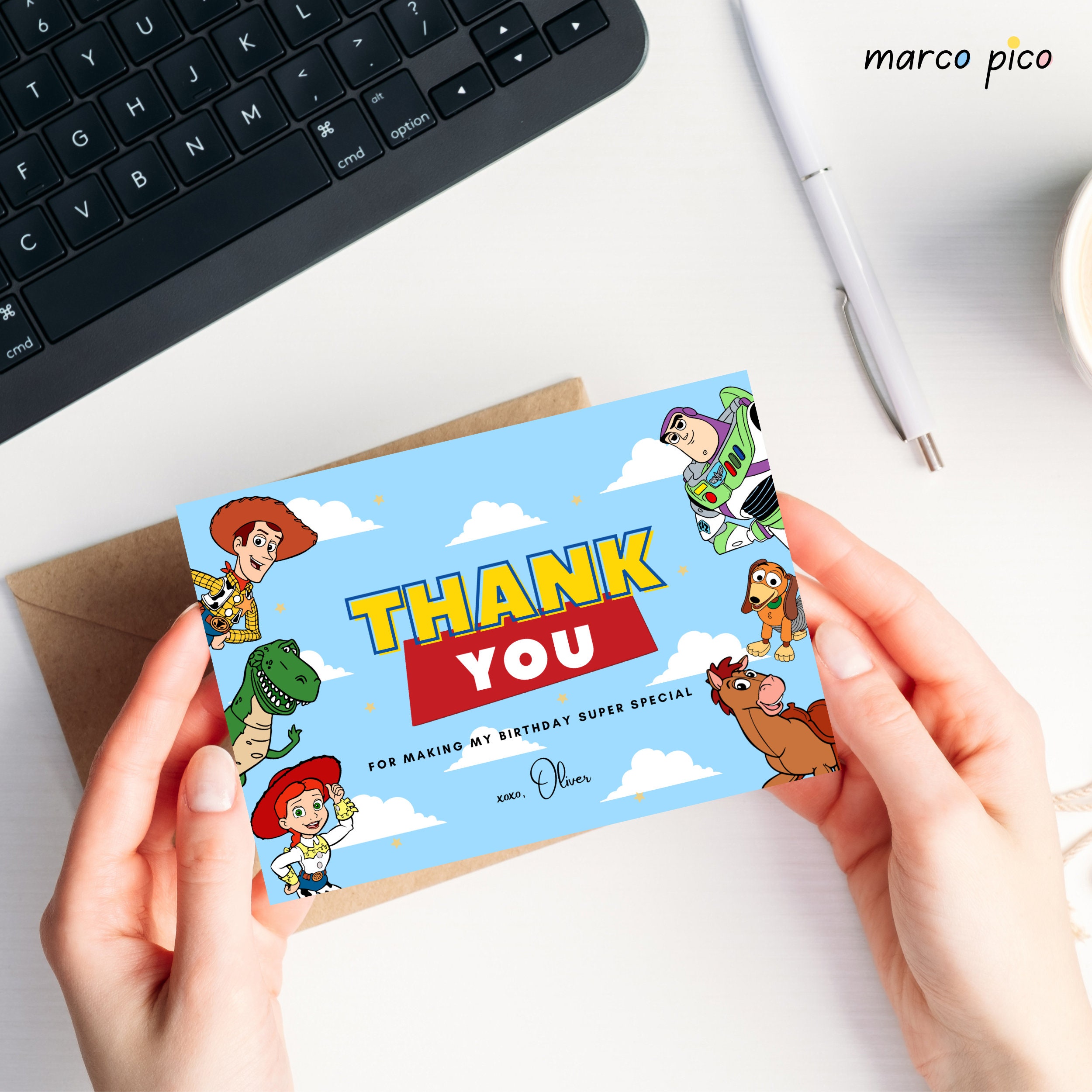 Toy Themed Thank You Card Template, Editable Toy Birthday Thank You ...