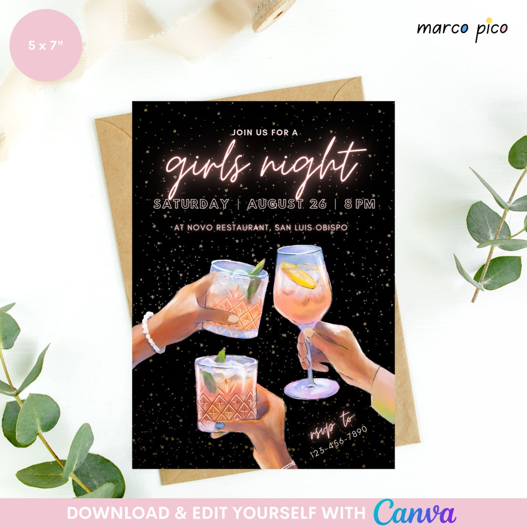 Digital Ladies Night Out Invitation Template, Editable Girls Night Out ...