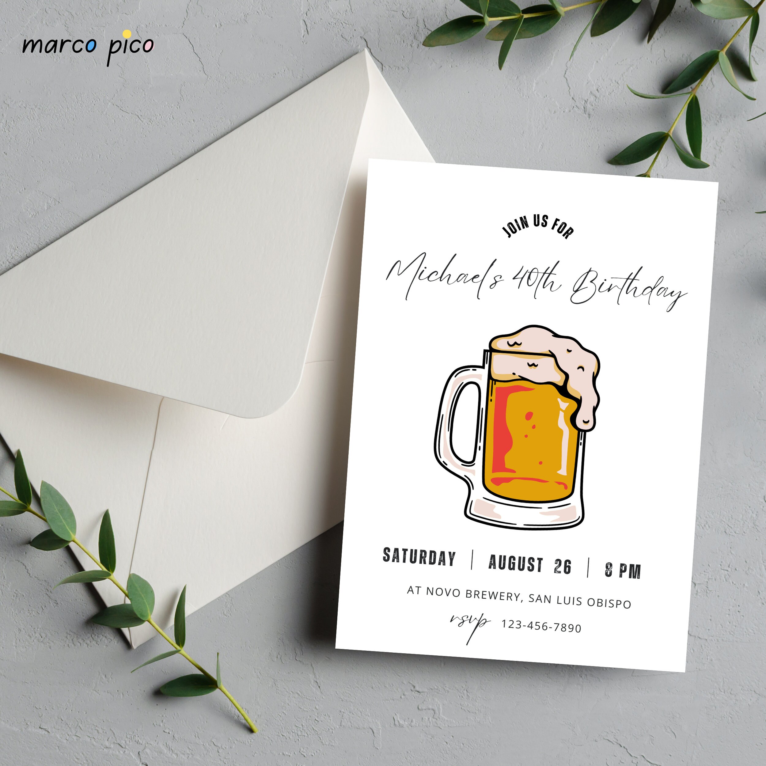 Beer Themed Birthday Invitation Template, Editable Beer Themed Birthday ...