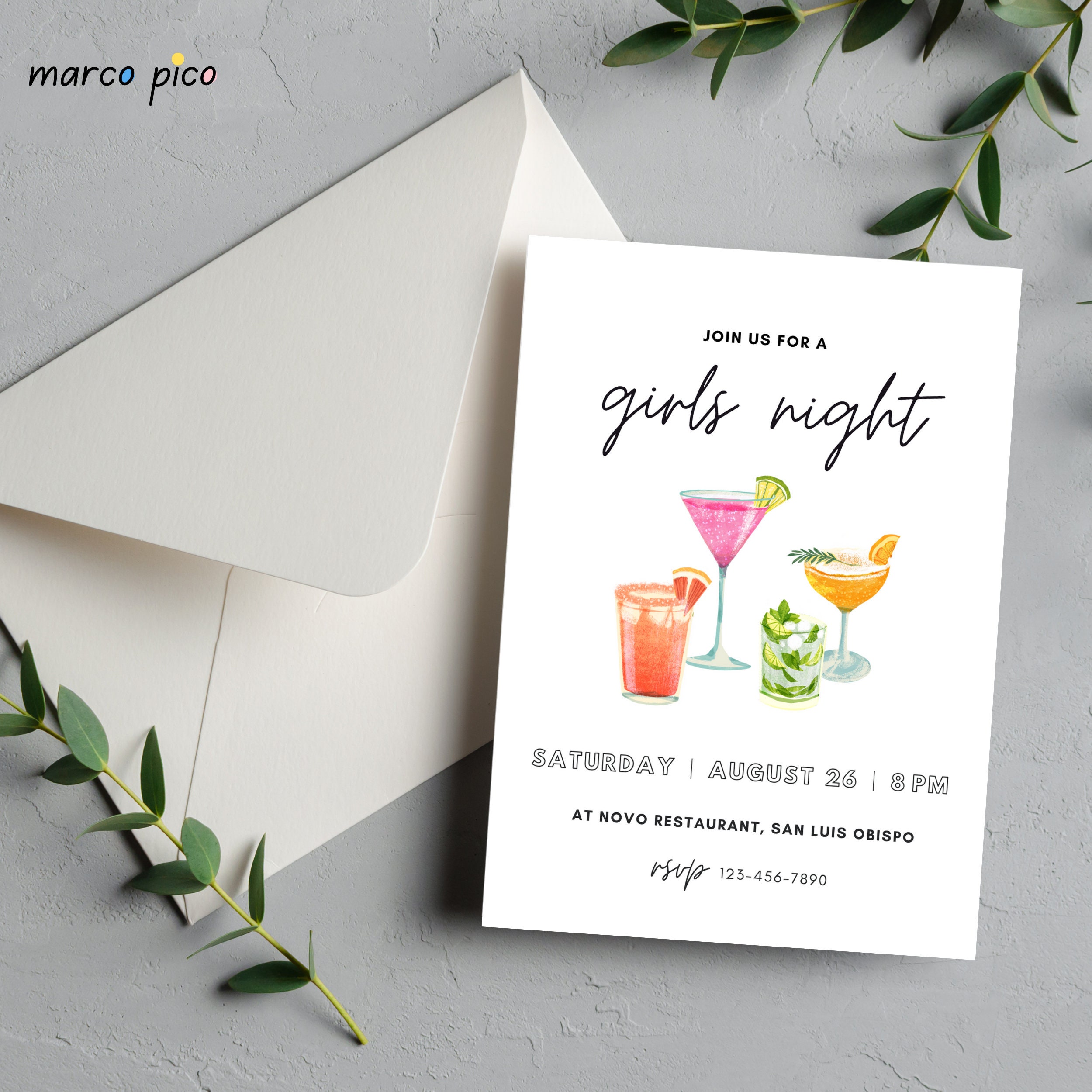 Girls Night Invitation Template, Girls Night Out Editable Invitation ...