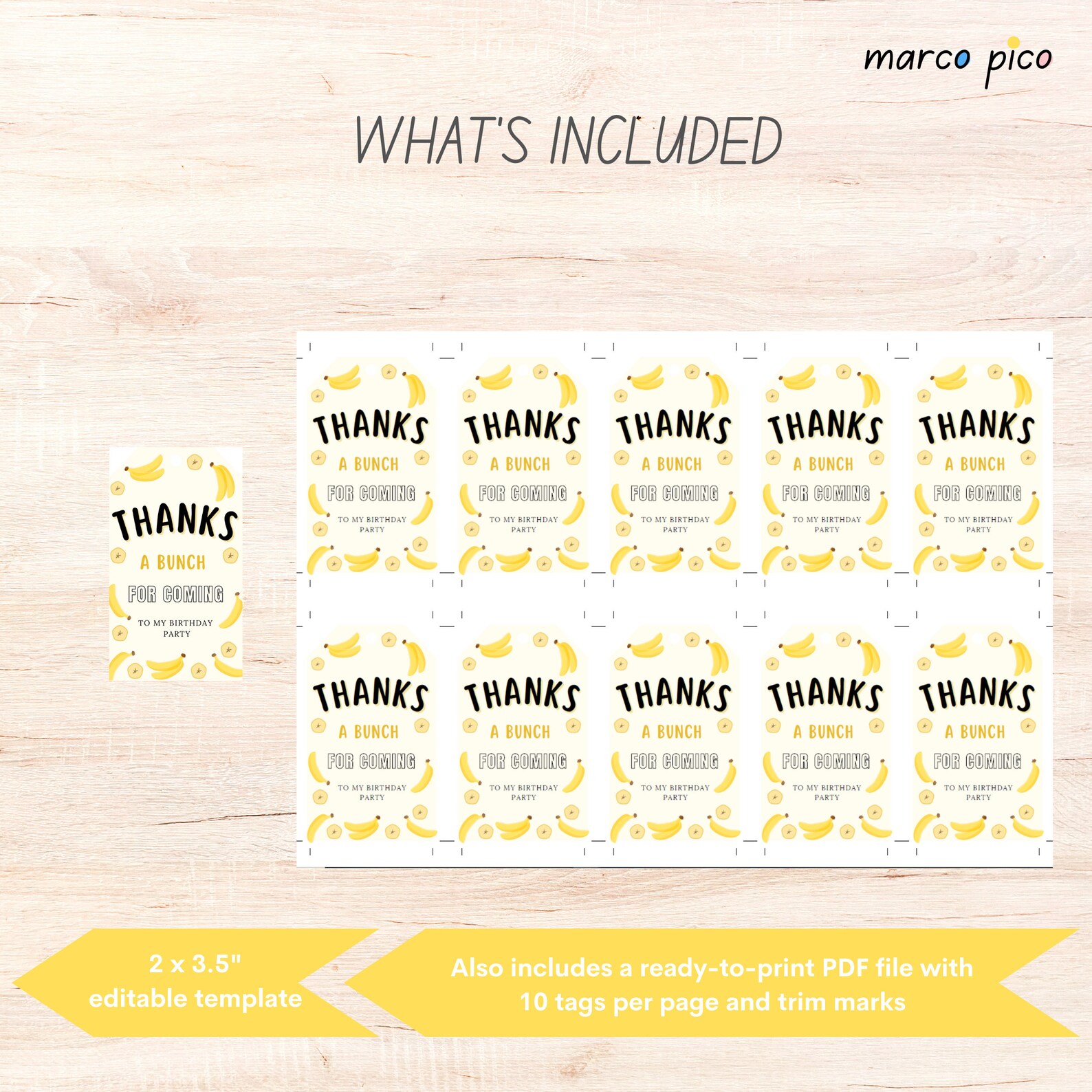 Let's Go Bananas Themed Party Favors Tags, That's Banana Birthday Thank ...