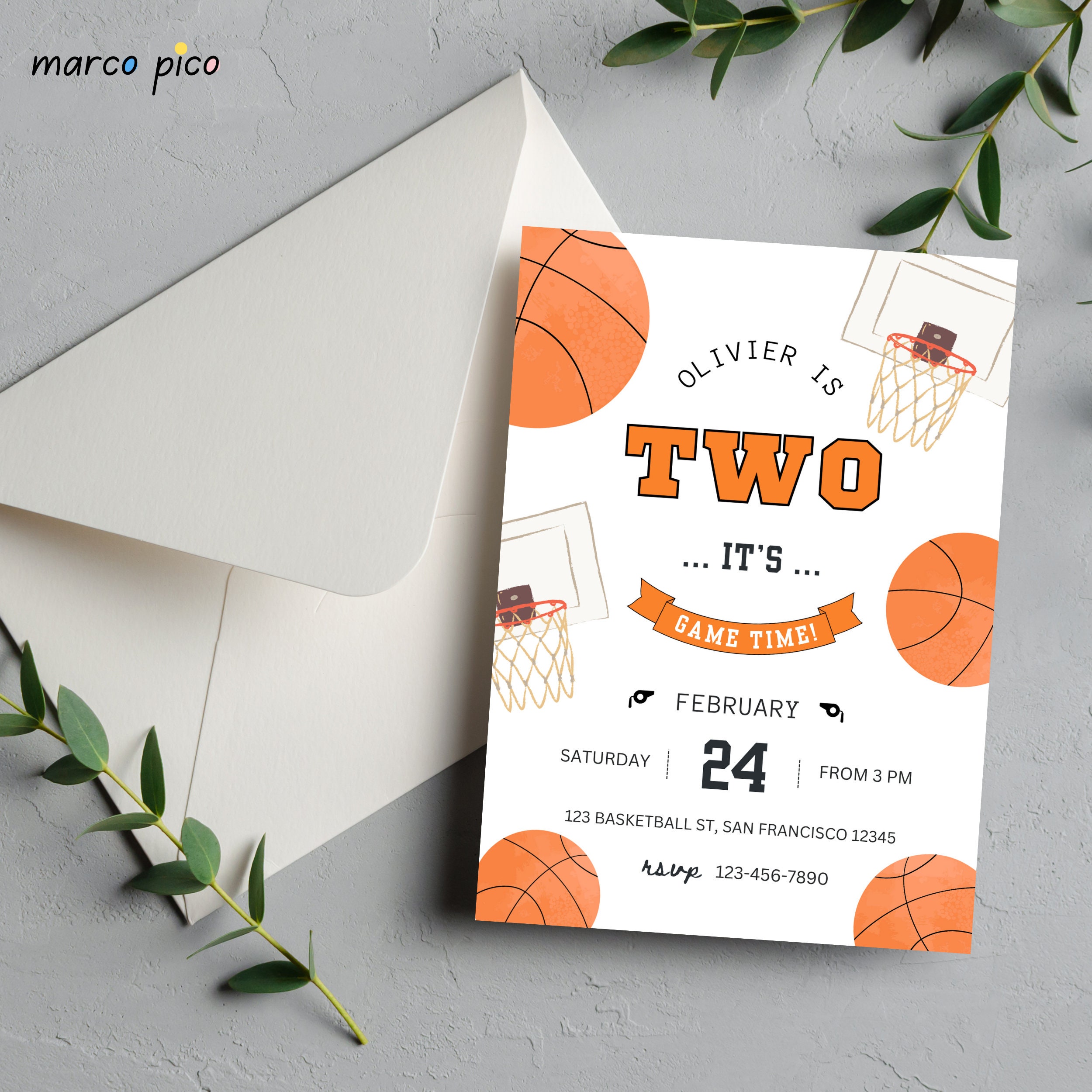 Basketball Themed Birthday Invitation Template, Editable Basketball ...