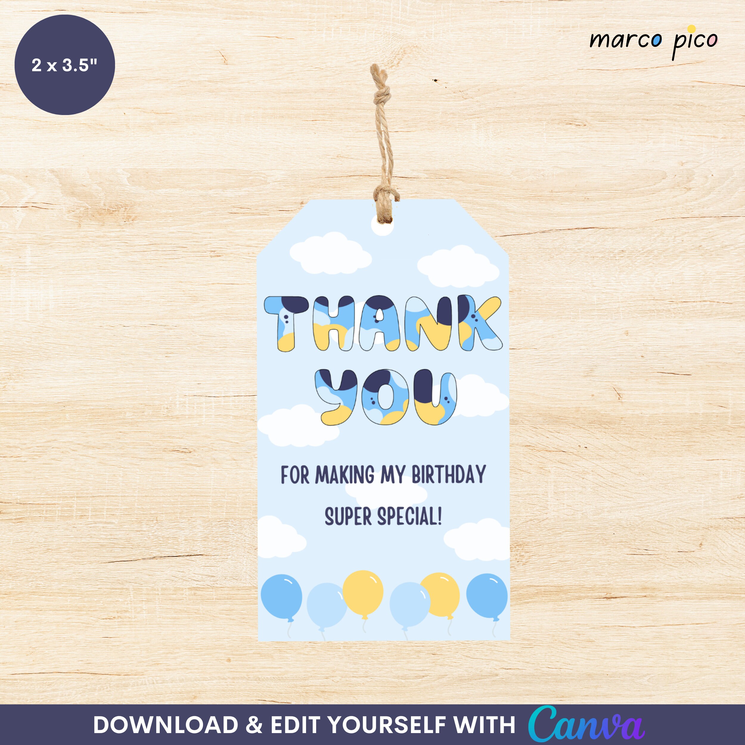 Blue Dog Inspired Blue Party Favors Tags Birthday Thank You - Etsy