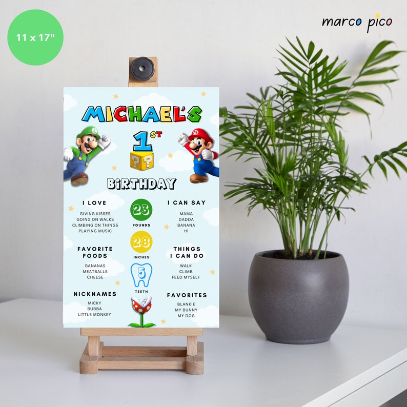 Birthday Milestone Poster Template, First Birthday Milestone Board, 1st ...