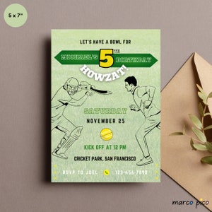 Cricket Themed Birthday Invitation Template, Editable Cricket Birthday ...