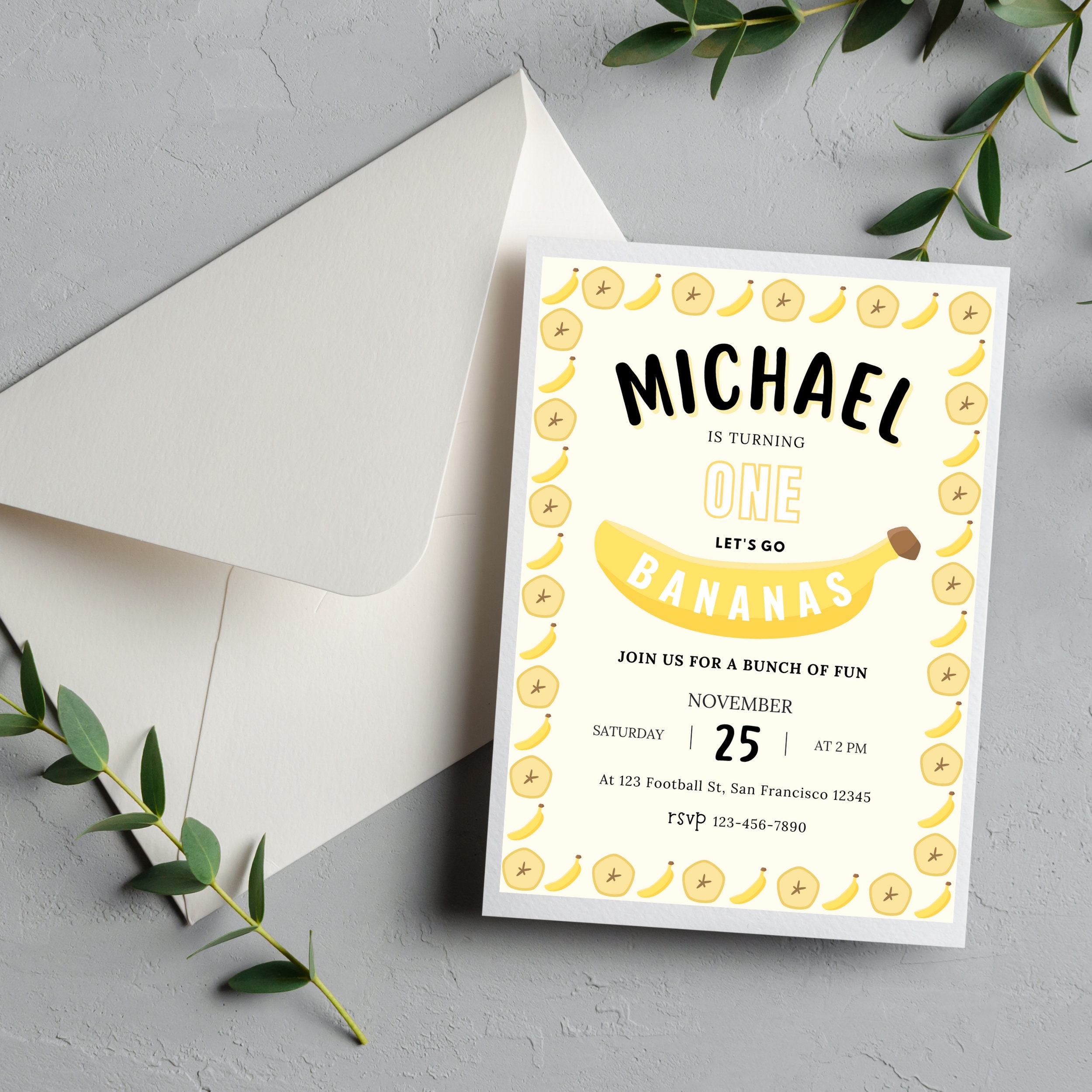 Let's Go Bananas Birthday Invitation Template Bananas - Etsy