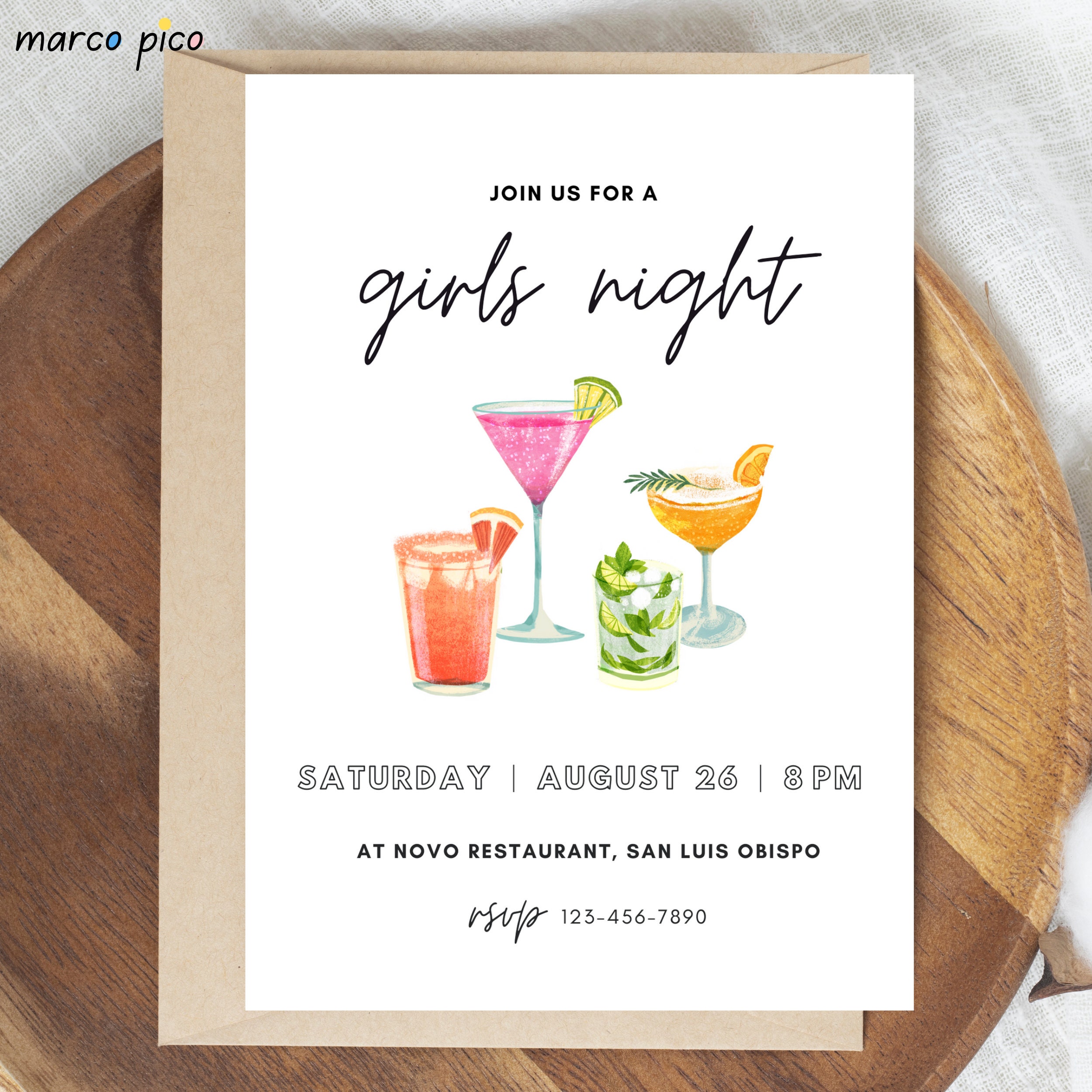 Girls Night Invitation Template, Girls Night Out Editable Invitation ...