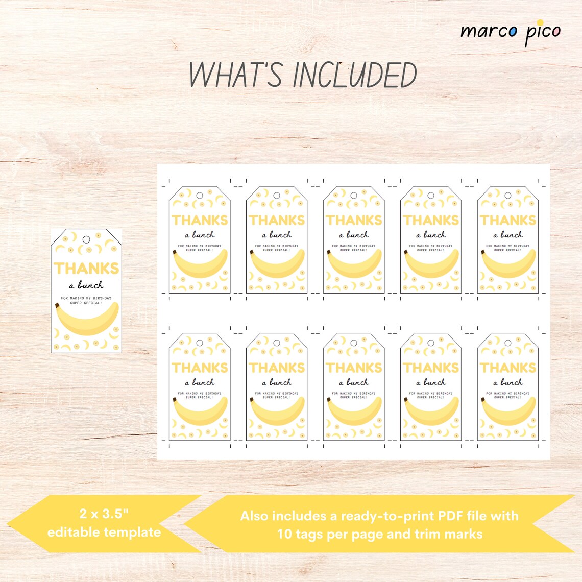 Banana Themed Party Favors Tags, That's Banana Birthday Thank You Label ...