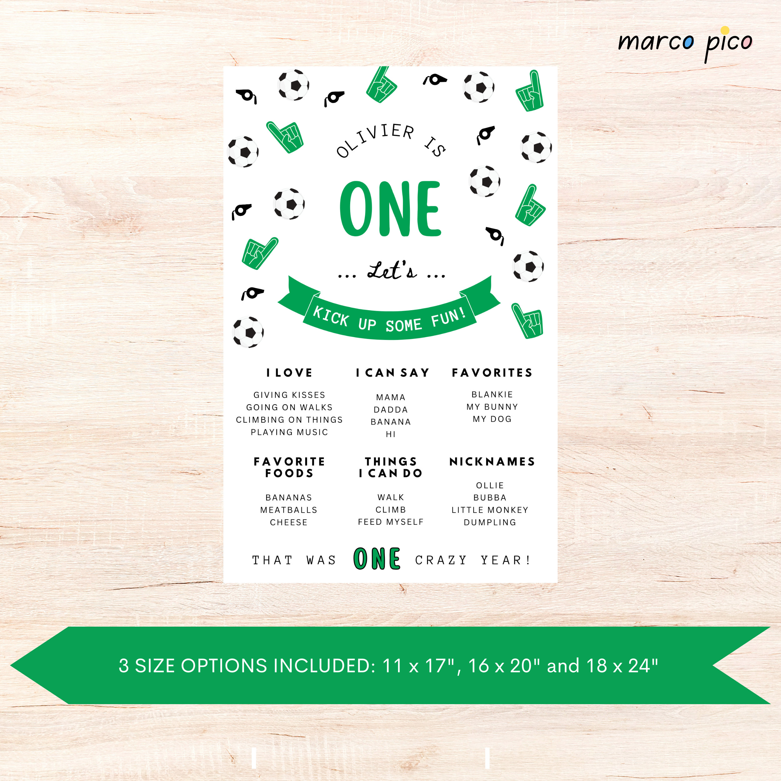 Soccer Themed Birthday Milestone Poster Template Baby First - Etsy