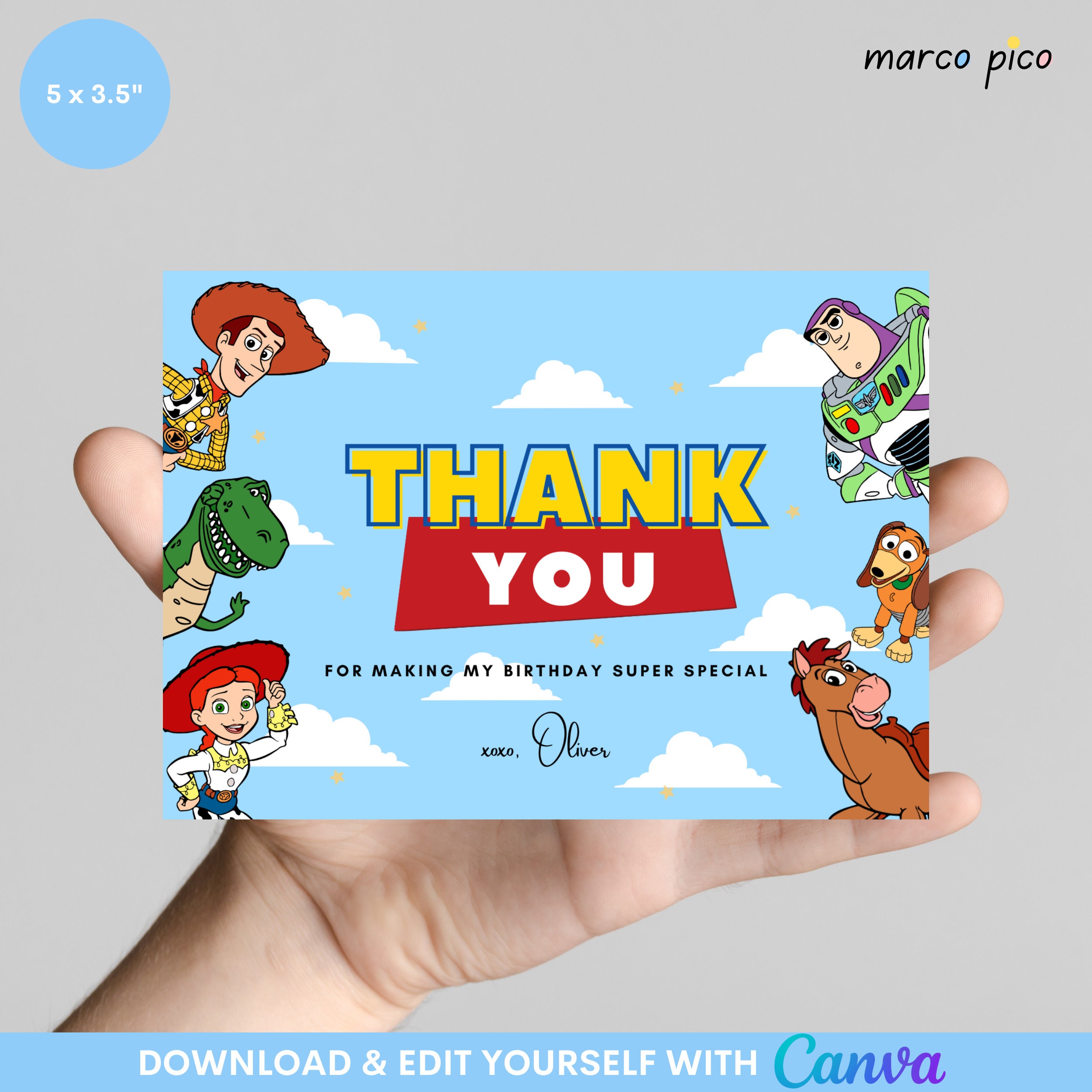 Toy Themed Thank You Card Template, Editable Toy Birthday Thank You ...
