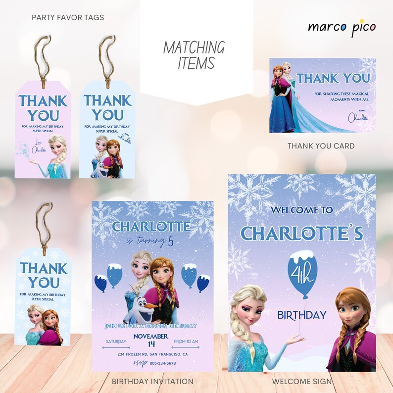 Frozen Themed Party Favors Tags, Princess Elsa Birthday Thank You Label ...