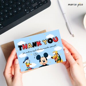 Mouse & Friends Themed Thank You Card Template, Editable Mouse Birthday ...