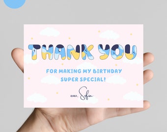 Pink Doll Themed Thank You Card Template, Editable Girly Pink Birthday ...