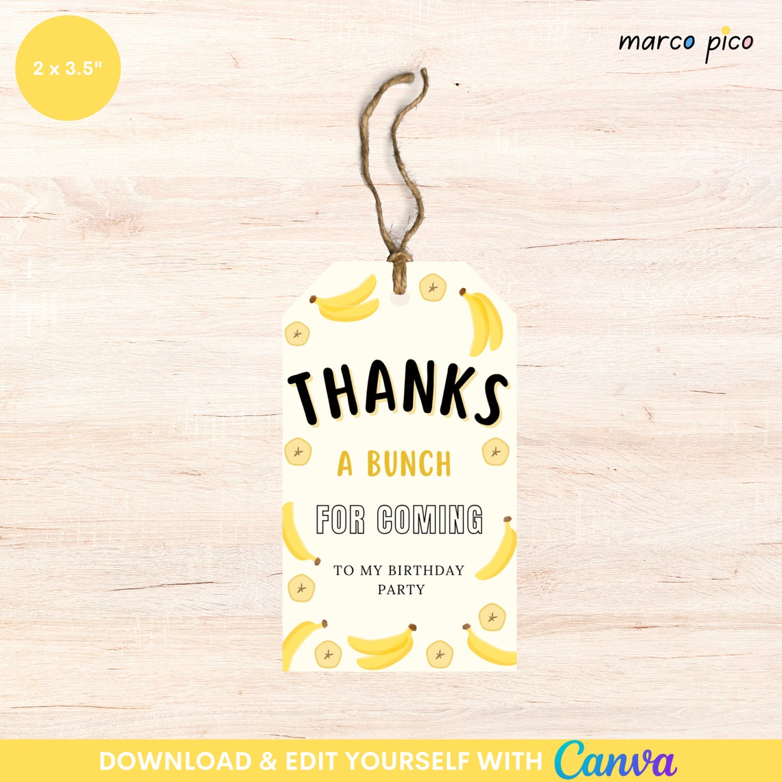 Let's Go Bananas Themed Party Favors Tags, That's Banana Birthday Thank ...