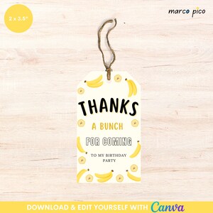 Let's Go Bananas Themed Party Favors Tags, That's Banana Birthday Thank ...