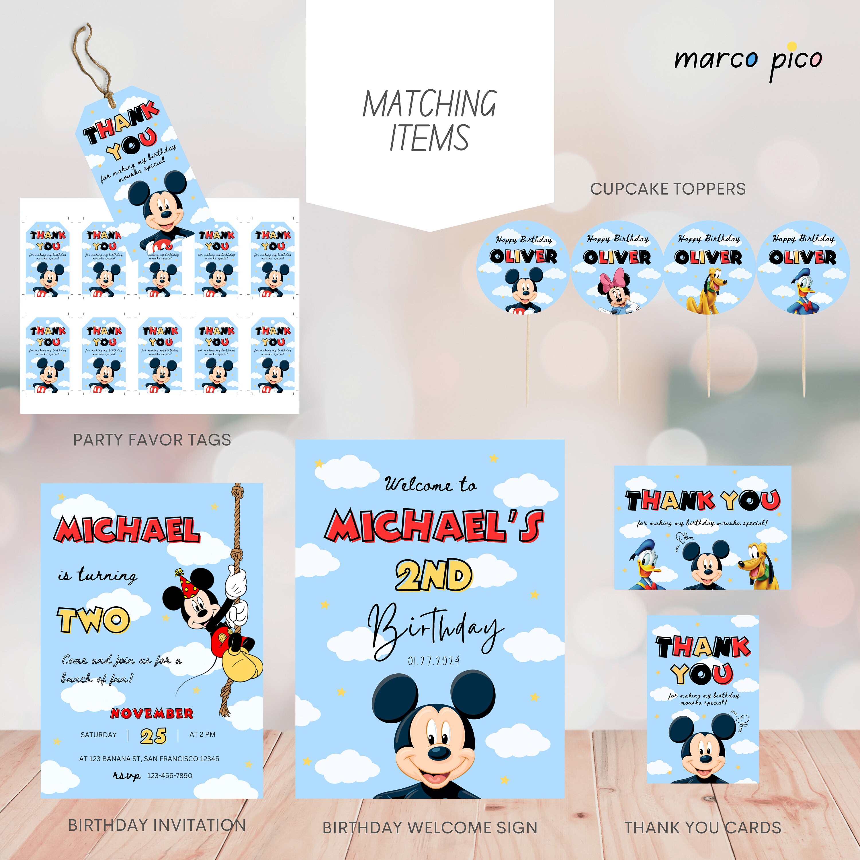 Mouse Themed Party Favors Tags, Mouse Birthday Thank You Label, Mouse ...