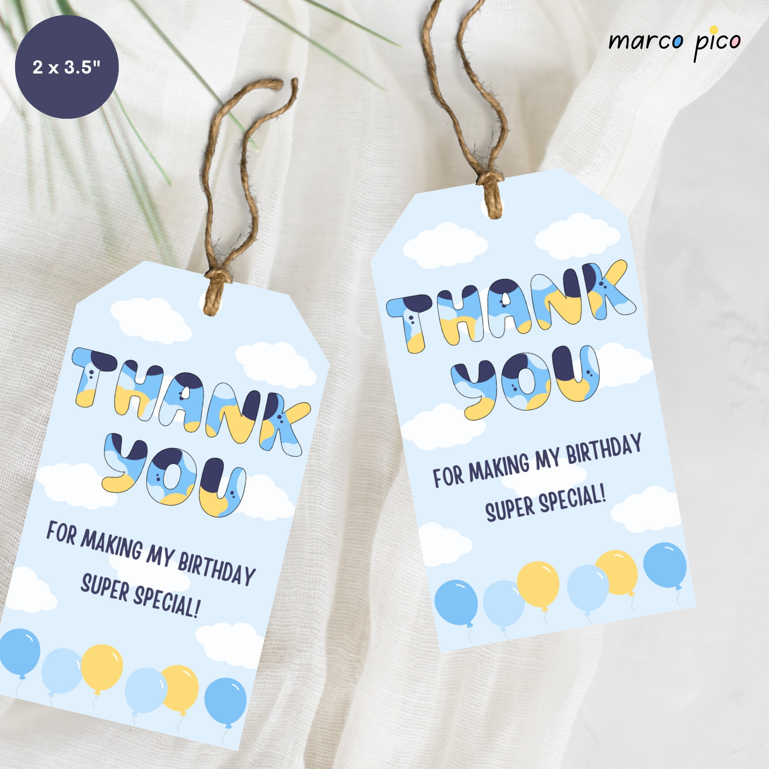 Blue Dog Inspired Blue Party Favors Tags Birthday Thank You - Etsy