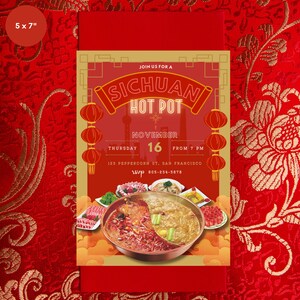 Sichuan Hot Pot Dinner Invitation Template, Digital Chinese Hot Pot ...