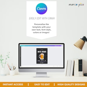 Boys Night Invitation Template, Boys Night Out Editable Invitation Card ...