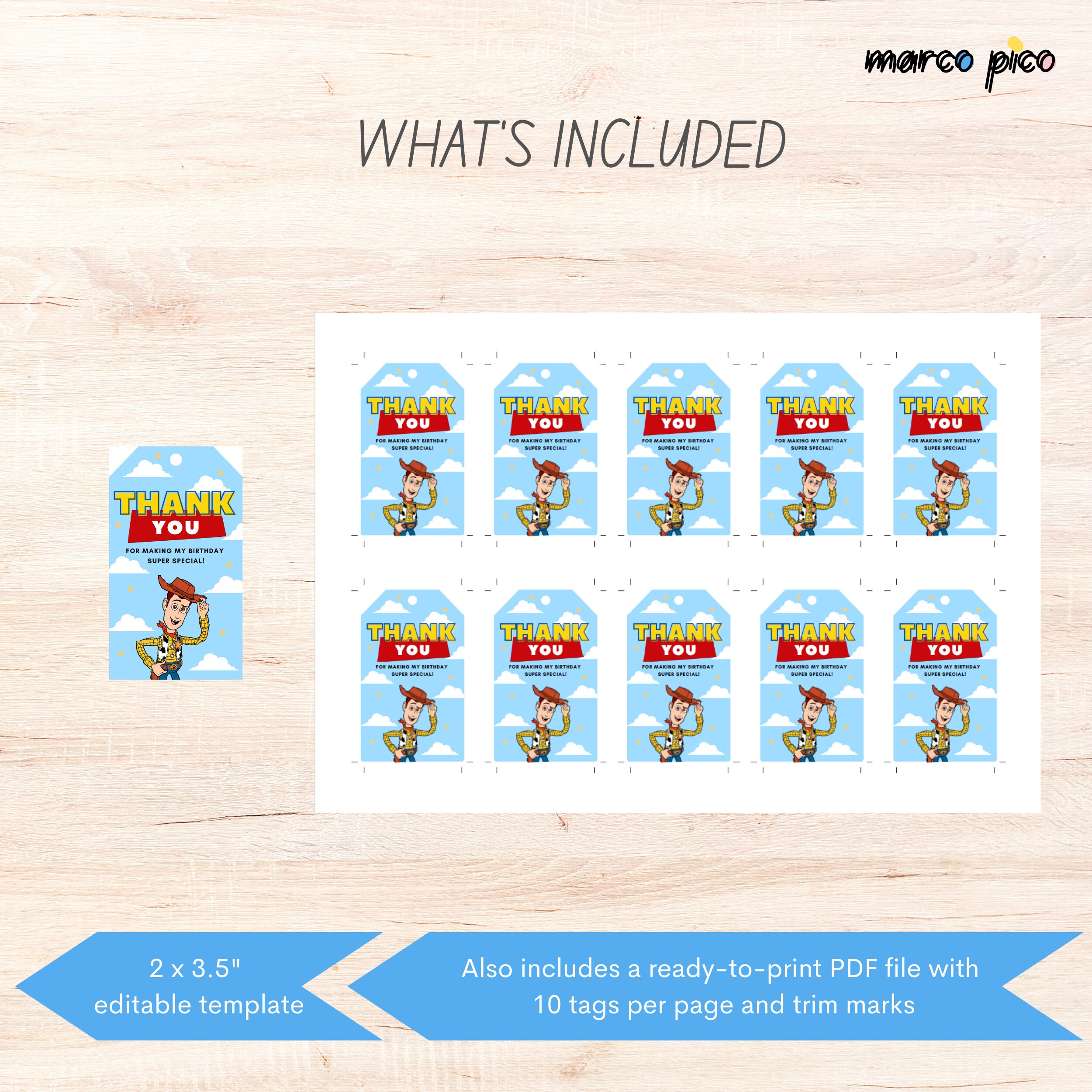 Toy Themed Party Favors Tags, Toy Birthday Thank You Label, Toy ...