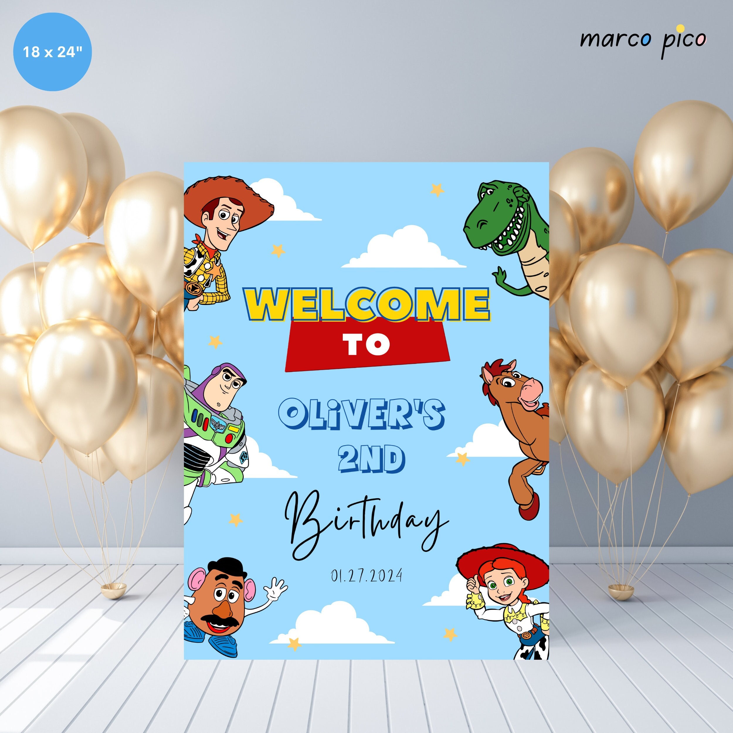 Toy Themed Birthday Welcome Sign Template, Editable Toy Birthday Party ...