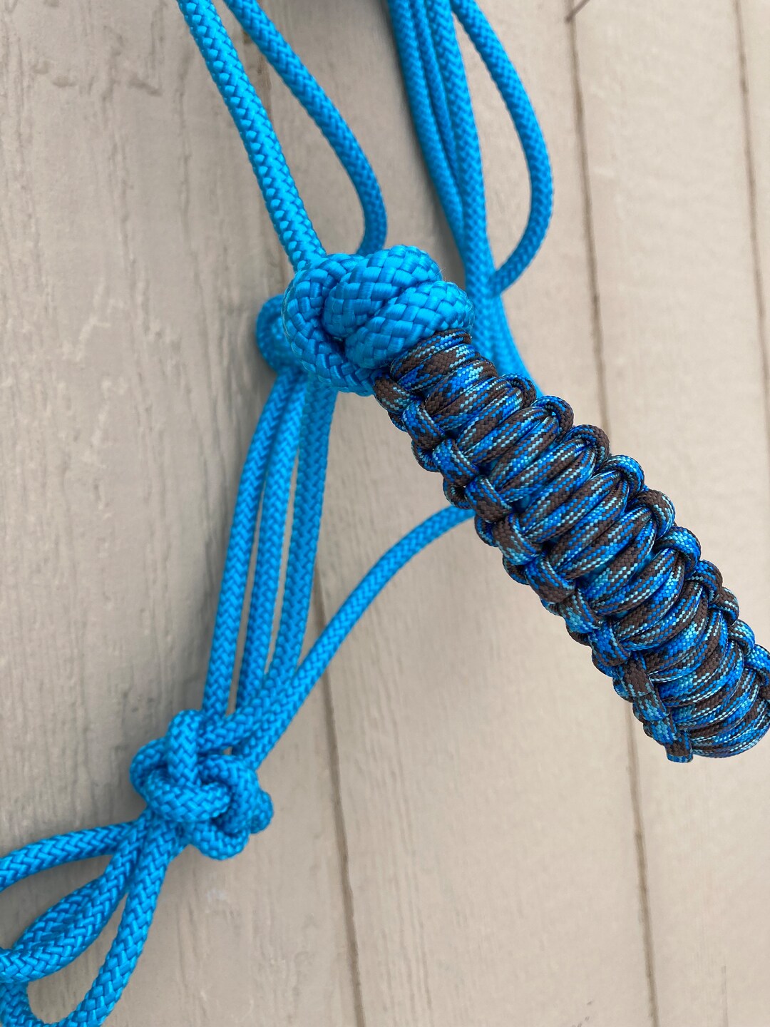 Horse Halter-turquoise Standard Rope Halter With Blue and Brown ...