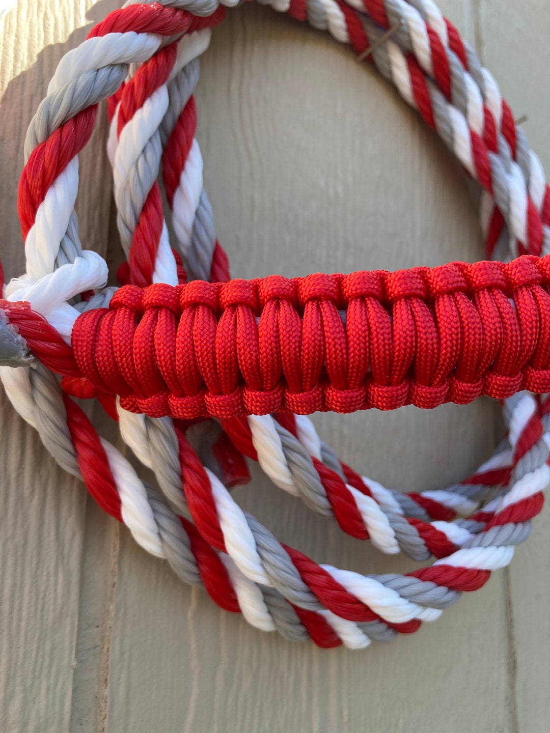 Cow Rope Halter-gray White and Red Rope With Red Noseband - Etsy
